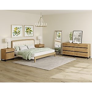WAMPAT Dresser and Nightstand Set of 3, 63 Inches Dresser with 6 Drawers, 2 Nightstand with Drawer and Cabinet for Bedroom, Bedroom Furniture Set, Oak