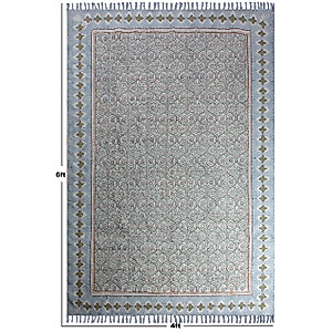 Boho Rug Area Rug Brown & Grey Handmade Dhurrie Rug Flat Weave Outdoor Beach Yoga Carpet Kilim Rugs for Bedroom Bathroom Lounge, Laundry Room 60x90 cm (2x3 Feet)