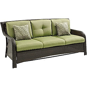 Hanover Strathmere 4-Piece Outdoor Patio Deep Seating Lounge Set with Sofa, 2 Swivel Chairs with Thick Foam Cushions, Four Accent Pillows and a Glass-Top Coffee Table