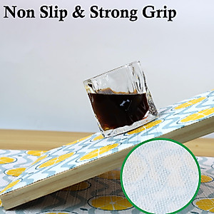 Shelf Liner for Kitchen Cabinets 15 Inch Wide X 20 Ft Non Adhesive Cabinet Drawer Liners for Shelves Non Slip Waterproof Lemon Printed Mat for Closet Bathroom Pantry Cupboard Refrigerator