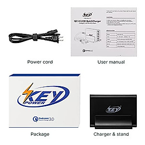 Key Power Quick Charge 3.0 Wall Charger, 60W 6-Port USB Fast Charger Desktop Charging Station for iPhone/PRO MAX/XS Max/XR/X/8/7/Plus, iPad Pro/Air 2/Mini, Galaxy S10/S9/S8/S7/Plus HTC and More