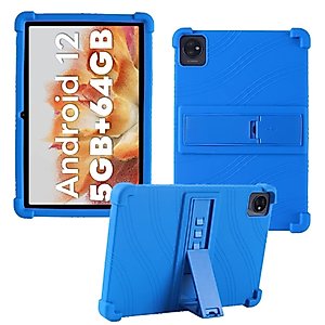 HminSen Case for Blackview Tab 7 WiFi/Tab 8 WiFi Tablet, Kids Friendly Soft Silicone Adjustable Stand Cover for Blackview Tab A7 Kids 10.1 inch/OSCAL PAD60 / PAD70 2023 10.1 Tablet (Blue)