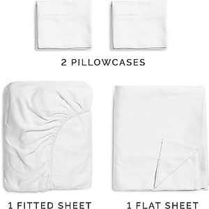 400 Thread Count Cotton Sheet Set - Full Size 100% Cotton Sheets - Easily Fits 8" to 16" Mattress - Silky-Soft, Wrinkle Free, Breathable and Comfy - Deep Pockets & Hotel Quality Bedding Set - White