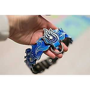 Dog Large Blue Flame Collar, Dog Lover Handstitched Collar, Padded Leather Dog Collar, Dog Collar Handmade Leather