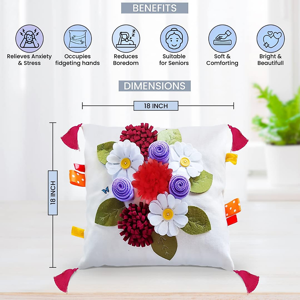 Modisso Sensory Pillow Cover. Fidget Blanket for Dementia. Dementia Products for Elderly and Alzheimers Activities. for Comfort and Anxiety Relief.