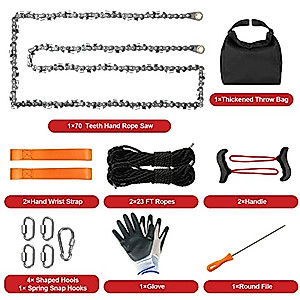 Rope saw PANGZHENG 55 Inch High Reach Tree Limb Hand Rope Saw, 70 Sharp Teeth Blades on Both Sides,Rope saw tree saw high limb Pocket Chainsaw, Tree Limb Saw, Rope Chainsaw