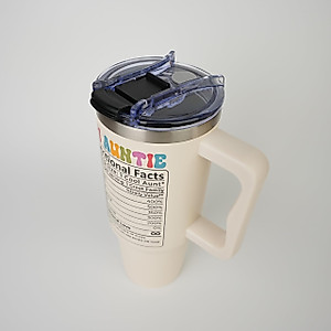 FROOBLEQUIRK Best Auntie 40oz Tumbler – Cool Aunt Club Cup, Funny Nutrition Facts Design, Birthday & Holiday Gift from Niece or Nephew