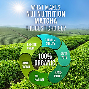 NUI Organic Matcha Green Tea Powder 100% Pure Premium Matcha for Latte, Smoothies and Baking 4 oz