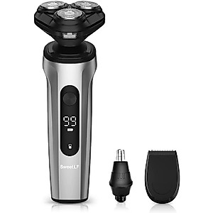 SweetLF 3 in 1 Electric Razor for Men Metal Body 5D Rotary Electric Shaver Shavers for Men IPX7 Waterproof,Type-C Quick Charging with LED Display