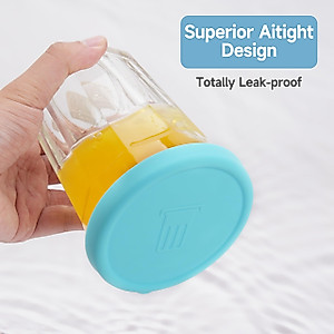 PUREKRA 4 Pack Silicone Replacement Lids for Luminarc Working Glass, BPA Free Storage Covers Fit 14 Ounce Dof & 21 Ounce Dof & 23.25 Ounce Coolers, Dishwasher & Microwave & Freezer Safe