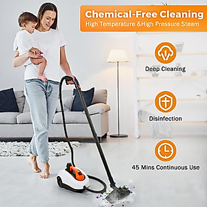 BEAMNOVA Steam Cleaner Electric Household Steamer High Pressure Multipurpose Rolling Cleaning Machine for Carpet Upholstery Floor Car Detailing Home Inside Water Container with Roller, White