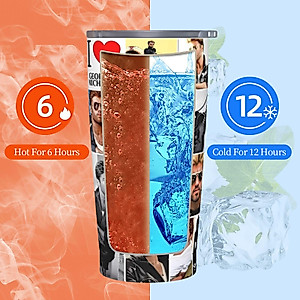 DFAGGQL George Music Michael Stainless Steel Insulated Tumbler Coffee Mug Water Cup Vacuum Bottle with Straw and Lid 20 oz