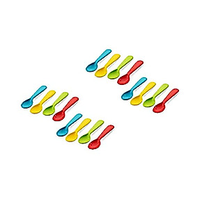 Plaskidy Plastic Toddler Spoons - Set of 16 Kids Spoons BPA Free/Dishwasher Safe Toddler Utensils Set Brightly Colored Kid Spoons Flatware Set Great for Kids and Toddlers Spoon