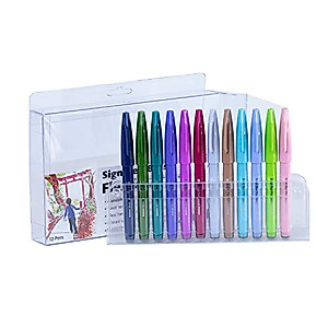 Pentel Arts Sign Pen Brush Tip, Assorted Colors, 12 Pack Box (SES15C2PC12)
