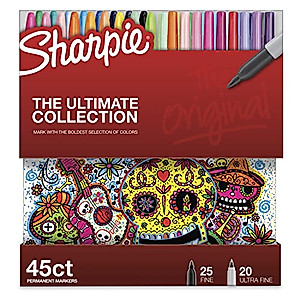 Sharpie Permanent Markers, Fine and Ultra-Fine Tips, 45 Count, Ultimate Color Collection