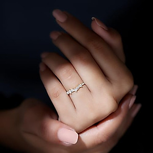 Moissanite Half Eternity Band Ring for Women, Certified Wedding Band Ring, D Color VS1 Clarity - With Jewelry Box, 14K White Gold, Size:US 11.00