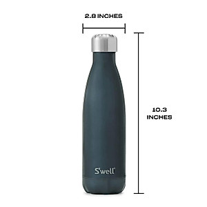 S'well Stainless Steel Water Bottle, 17oz, Blue Suede, Triple-Layered Vacuum Insulated Containers Keeps Drinks Cold for 36 Hours and Hot for 18, BPA Free, Perfect for On the Go