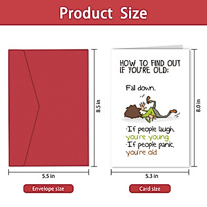 Funny Birthday Card for Him Her, Hilarious Birthday Cards for Men Women, Snarky Humor Birthday Card for Friends, How to Find Out If You're Old, Fall Down...
