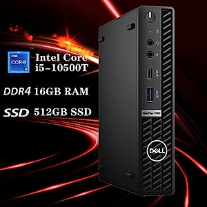 Dell OptiPlex 7080 XE Mini PC Business Desktop, Intel Core i5-10500T Processor, 16GB DDR4 RAM, 512GB PCIe SSD, Wi-Fi 6, Bluetooth 5.1, Ethernet, Windows 11 Pro, Black
