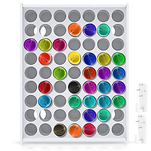 Janoiuc Craft Paint Organizer, 63 Holes Vertical Paint Rack Stand, Wall-Mounted Acrylic Paint Organizer, Space Saving Paint Bottle Organizer, PVC Paint Rack for 2oz Craft Paints