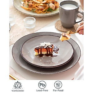 vancasso Navia Ceramic Dinnerware Set, 48 pieces Stoneware Spray Spot Patterned Service Dish with Dinner Plates, Salad Plates, Bowls, Mugs - Multi