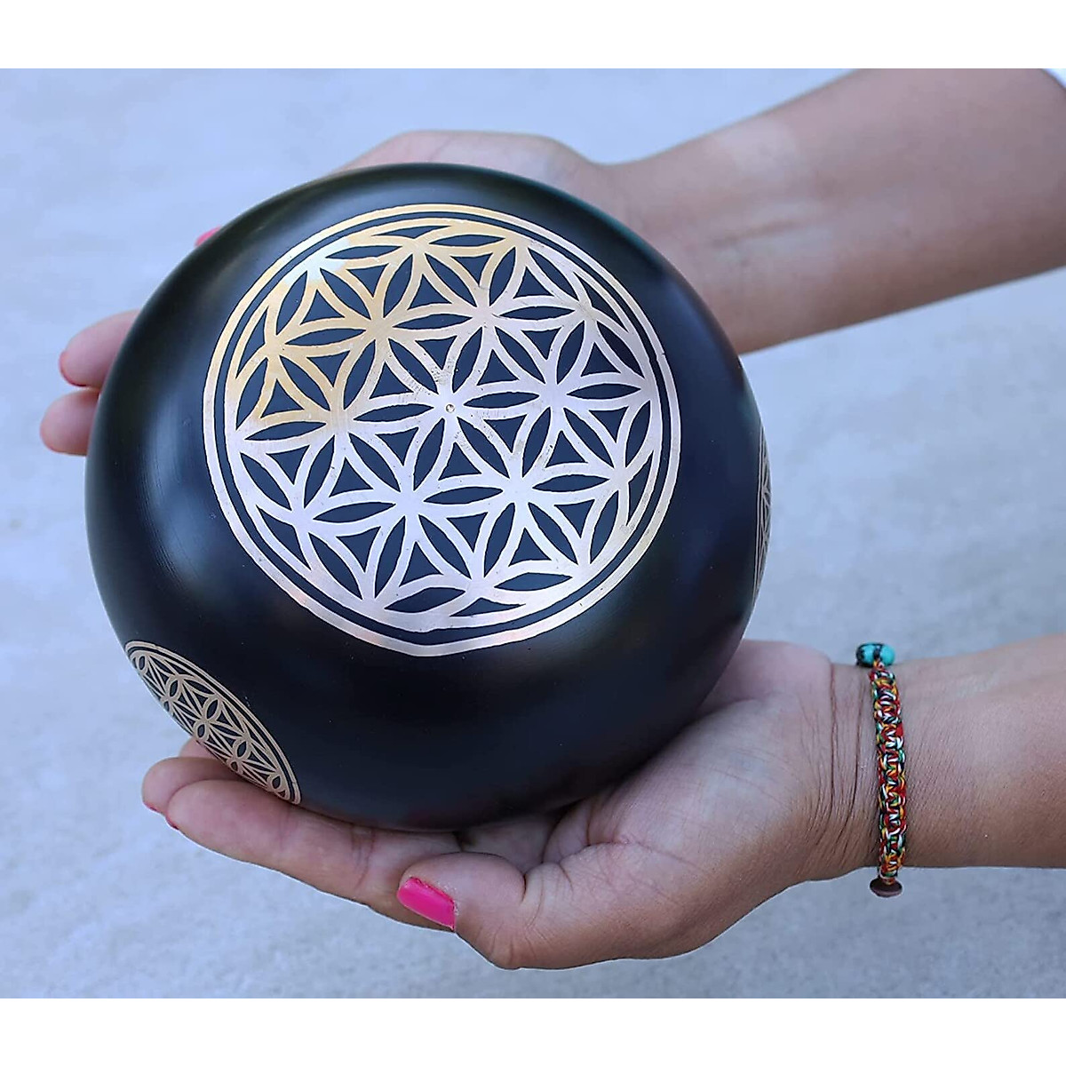 Tibetan Flower Of Life Singing Bowl Mallet Cushion Set ~ For Meditation, Yoga, Spiritual Healing and Mindfulness ~ Extra Large
