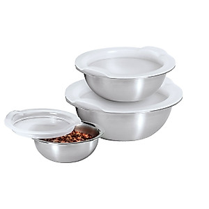 Oggi Set of 3 Stainless Steel Pinch Bowls - Mini 2oz/4oz/8oz Sizes, With Lids - Ideal for Food Prep, Salt and Pepper Bowls, Dip Bowls, Condiment Bowls, Assorted Colors