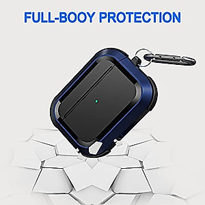 Upgraded Armor for Airpod Pro Case, Shockproof AirPods Pro Cover Cool Pro Case Designed for Apple AirPod Wireless Pro Cases for Men Women - Black/Blue