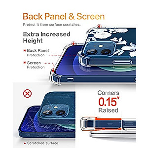 GVIEWIN for iPhone 12 Case and iPhone 12 Pro Case, Clear Floral Flexible Soft TPU Shockproof Women Girls Flower Pattern Phone Case, 6.1" 2020(Hibiscus)