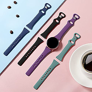 GEAK Compatible for Samsung Watch 4 Bands/Samsung Watch 5 Bands 40mm 44mm/Watch 5 Pro 45mm,20mm Soft Slim Silicone Replacement Band for Active 2 40mm/Galaxy Watch 4 5 Small Black/Navy/Plum/Pine Green