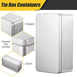 Hotop Silver Rectangular Empty Tin Box Containers, Gift, Jewelery and Storage Tin Kit, Home Organizer (7 x 3.8 x 2.5 Inch)