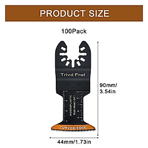 Trivd Frol 100Pcs Curved-Edge Oscillating Tool Blades Professional Universal Oscillating Saw Blades Wood Multitool Blades Compatible with Dewalt, Milwaukee, Makita, Ryobi, Rockwell, Bosch