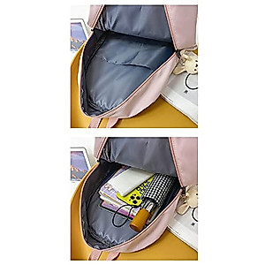 Kawaii Bunny Ears Backpack with Bunny Plush Cute Japanese Backpack for School Teen Girls Kawaii Stuff School Supplies (Black)