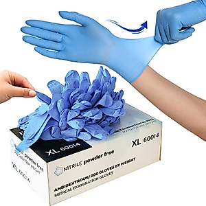 FINITEX Blue Disposable Nitrile Exam Gloves - 200 PCS/BOX 3.5mil Rubber Powder-Free Latex-Free Medical Examination Home Cleaning Food Glove SMALL