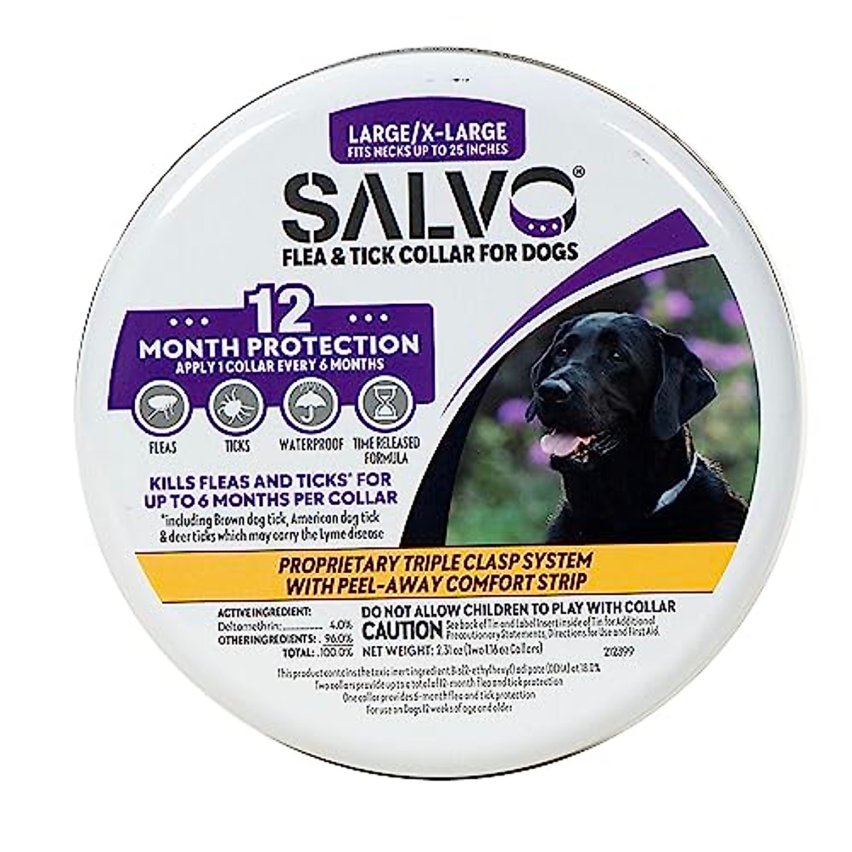 SALVO Flea and Tick Collar for Dogs - Pack of 2 for 12 Months of Protection - Flea and Tick Prevention for Dogs (Large)