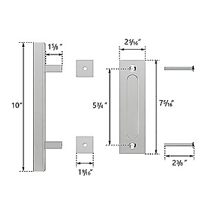 ROOMTEC 10" Barn Door Handles, Sliding barn Door Pull Handle, No Gap Flat Plate Design- Heavy Duty- Square- Easy to Install
