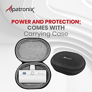 Alpatronix MFi Certified Mini Portable Charger for iPhone 5000mAh LCD Display Fast Charging Power Bank Compatible with All iPhones, AirPods, and iPads with Carrying Case - PX100 (White)