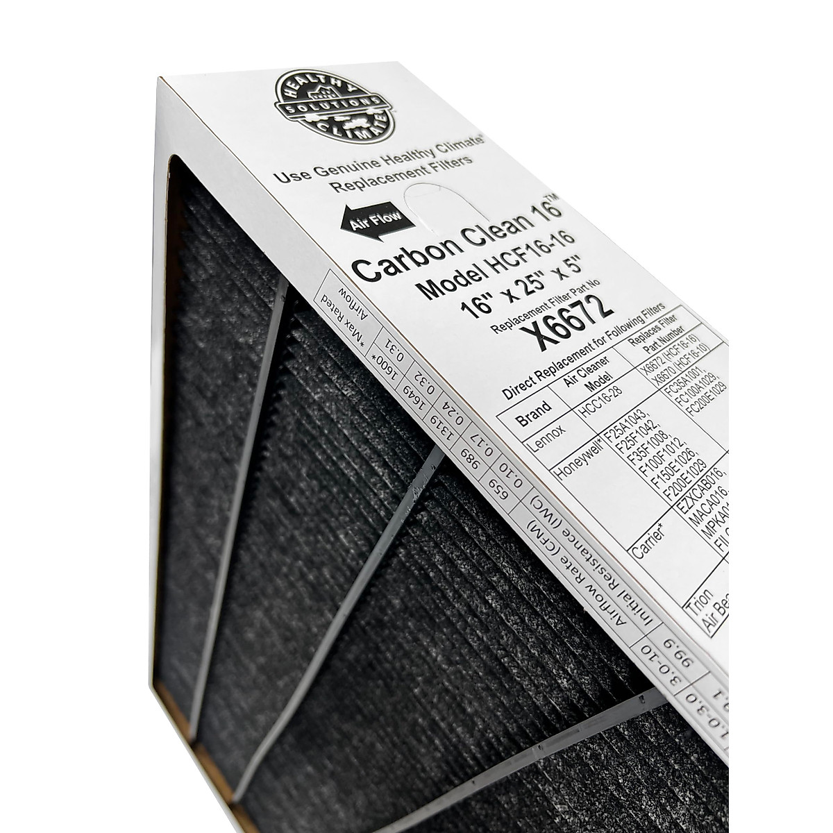 Lennox Healthy Climate Lennox X6672 16x25x5 Healthy Climate Carbon-Clean MERV 16 Filter Bundle with Same Day Supply Filter Change Reminder Magnet (2-Pack) 2 Count (Pack of 1)