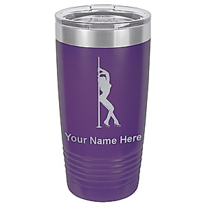 LaserGram 20oz Vacuum Insulated Tumbler Mug, Pole Dancer, Personalized Engraving Included (Dark Purple)