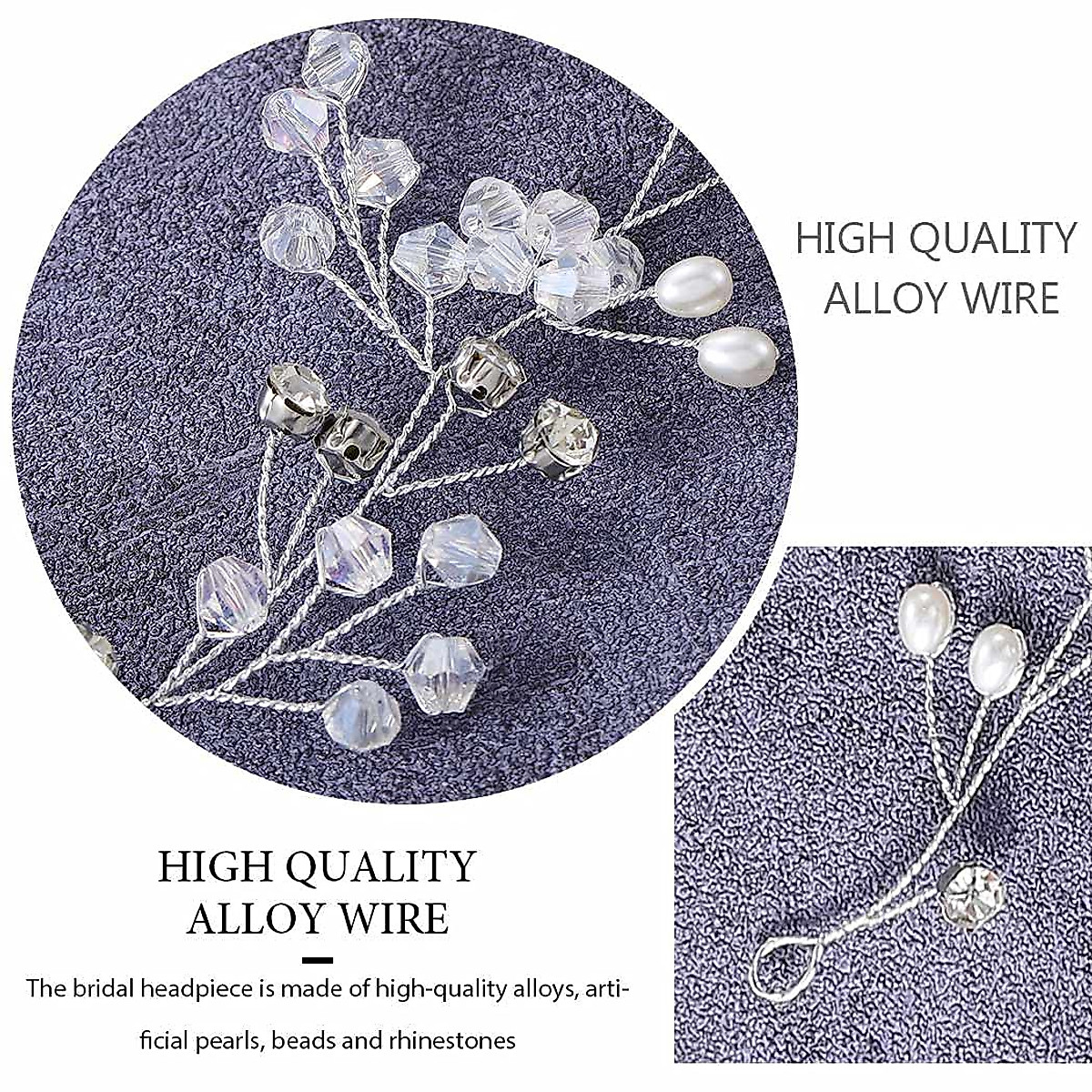 Yean Wedding Hair Vine Long Bridal Headband Hair Accessories for Bride and Bridesmaid (100cm / 39.3inches) (Silver)