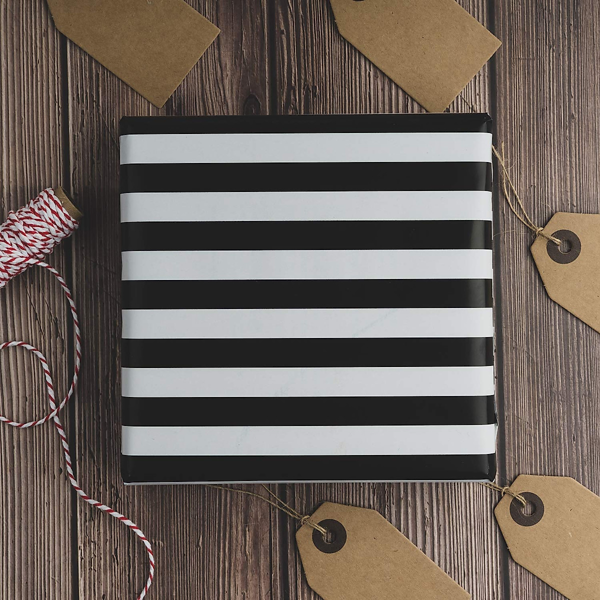 RUSPEPA Wrapping Paper - Mini Roll - Black and White Stripe Design Perfect for Wedding, Birthday, Baby Shower, Party - 17.5 Inch X 32.8 Feet