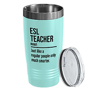 Flairy Land ESL Teacher Tumbler 20oz Silver -ESL teacher B - Linguist Bilingual Kids Idiom English Teacher School Assistant Language Learner Educator