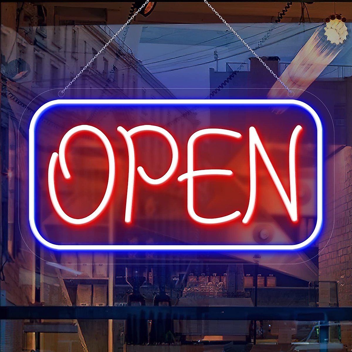 Neon Open Sign, Open Signs for Business, 16.5"x 8.4" Open Sign Led, Open Signs for Business Window With Adjustable Brightness, Open Neon Sign, Powered by USB with ON/OFF Switch