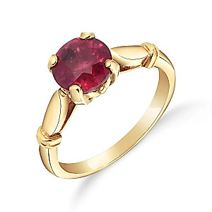Galaxy Gold GG 14k Solid Yellow Gold Solitaire 2 ct Ruby Ring - Size 8