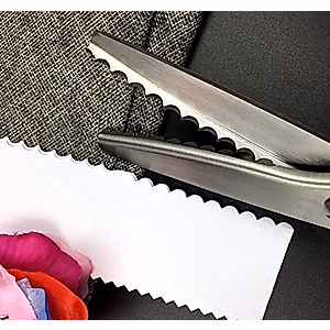 Serrated Scalloped Edge Pinking Shears, Multifunction Stainless Steel Shears Tailor Scissors, Professional Zig-Zag Cut Scissors, Sewing Craft Cut Paper Clothing Fabric for Home (5mm, Scalloped)