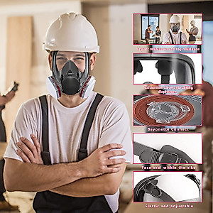 Ancyutri Full Face Respirator Mask,Reusable Organic Vapor Gas Cover,Ideal for Painting Spray,Epoxy Resin,Car Spraying,Dust,Polishing,Welding,Sanding,Cutting