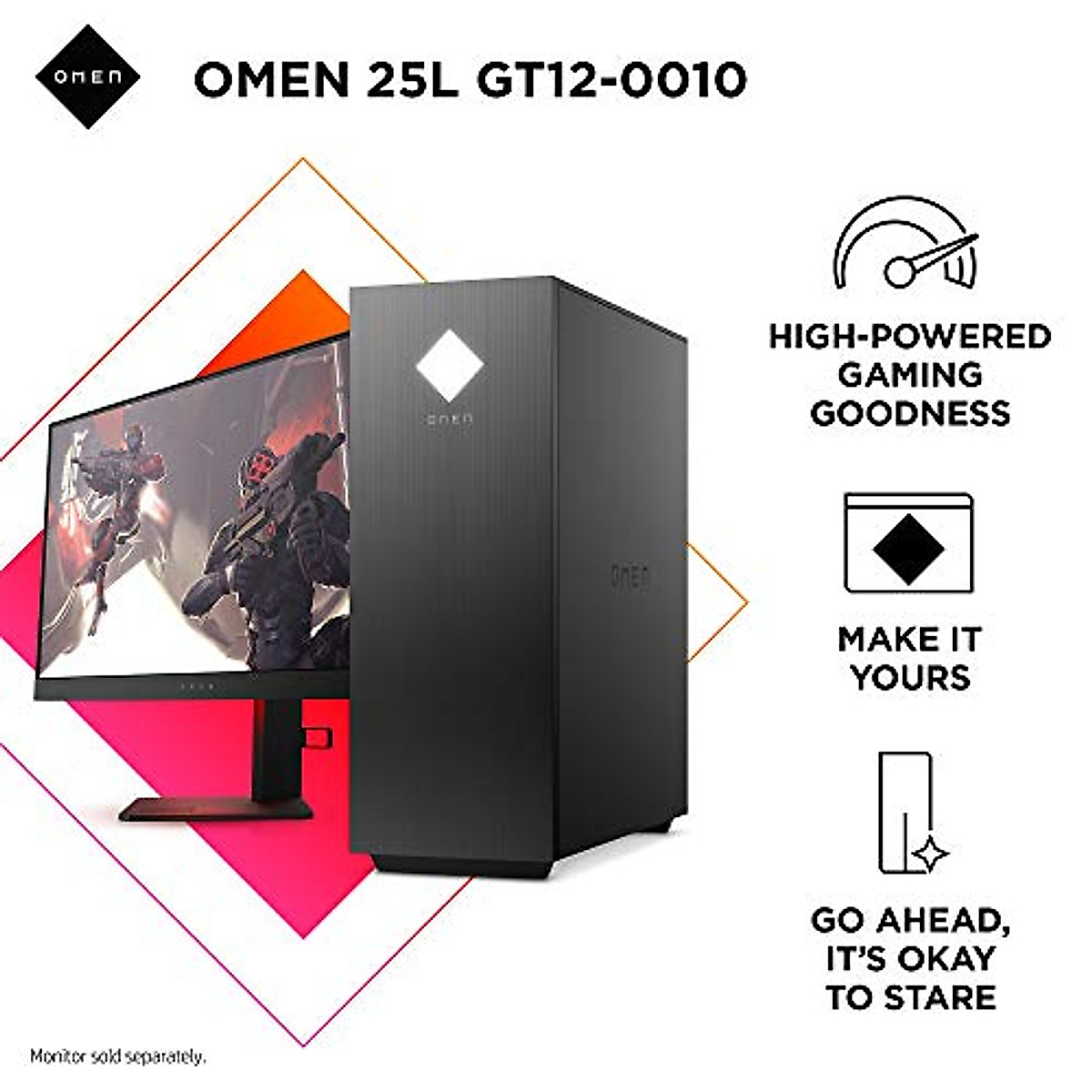 OMEN 25L Gaming Desktop PC, AMD Radeon RX 5500, AMD Ryzen 5 3500, HyperX 8GB DDR4 RAM, 512GB PCIe NVMe SSD, Windows 10 Home, VR Ready, RGB Lighting (GT12-0010, 2020 Model)