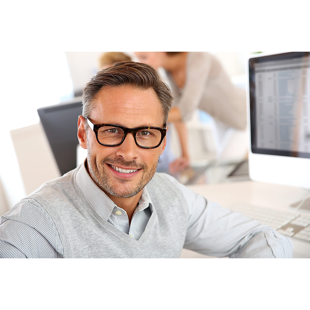 4 Pack of Blue Light Blocking Reading Glasses - Scratch Resistant Readers for Men, Women (Timeless Classics, 1.50)