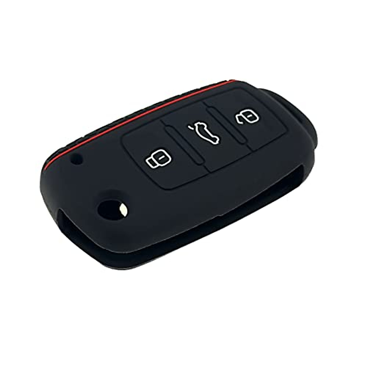 REPROTECTING Silicone Rubber Key Fob Cover Compatible with 2006-2015 Volkswagen Beetle CC Eos GTI Golf Jetta Passat Rabbit Tiguan Touareg NBG735868T NBG0100180T (Black/Grey)