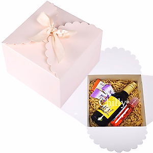 Chilly Gift Boxes, Set of 12 Decorative Treats Boxes, Cake, Cookies, Goodies, Handmade Baby Bath Bombs Shower, Small Gift Boxes for Christmas, Birthdays, Party, Weddings (Pink)